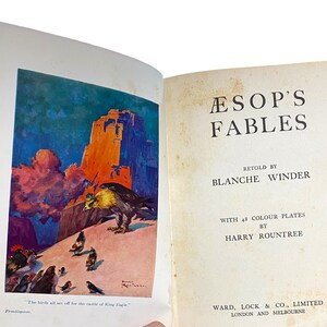 AESOP'S FABLES Vintage 1930's Winder & Rountree 48 Illustrated Color ...