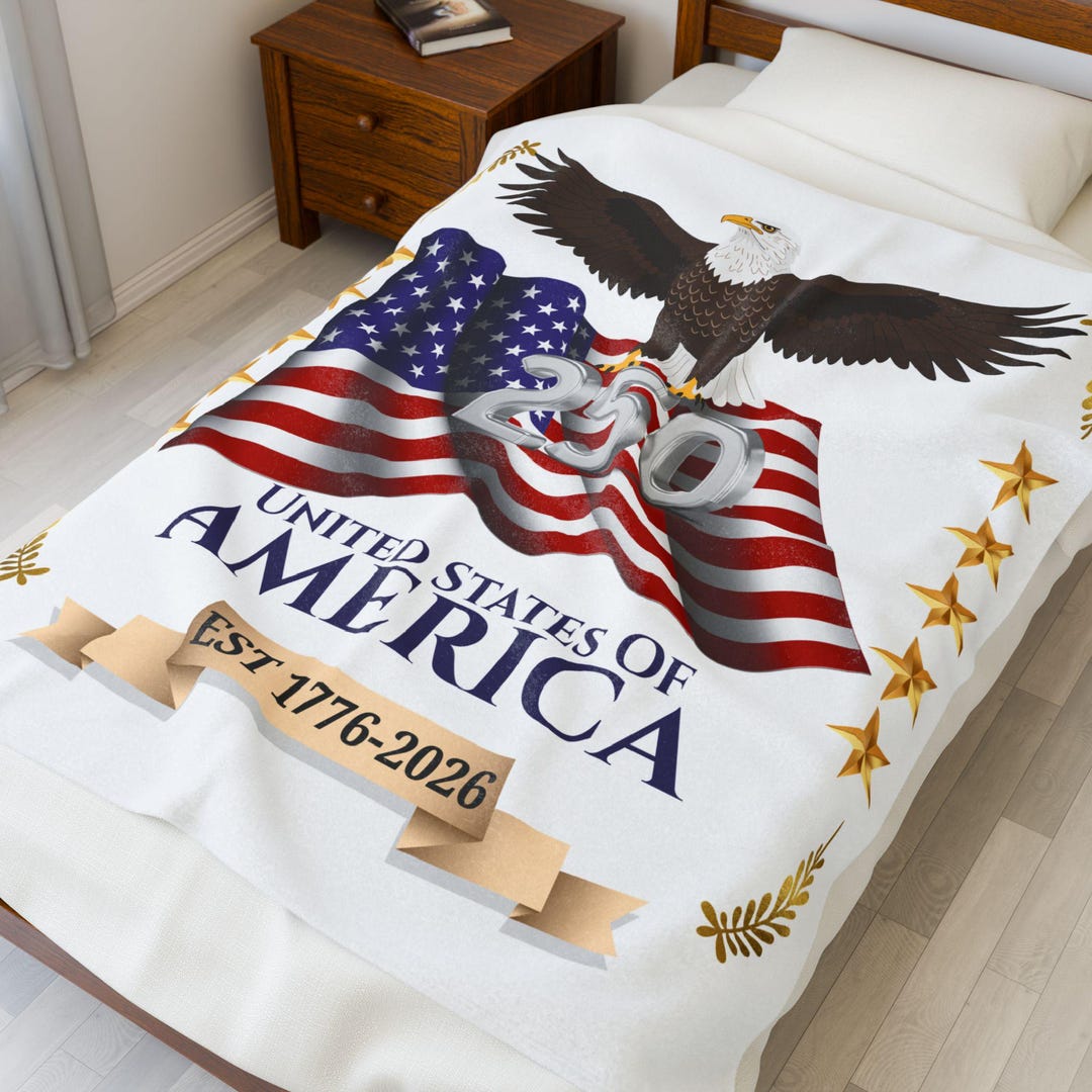 United States 250th Anniversary Velveteen Plush Blanket | Fourth of ...