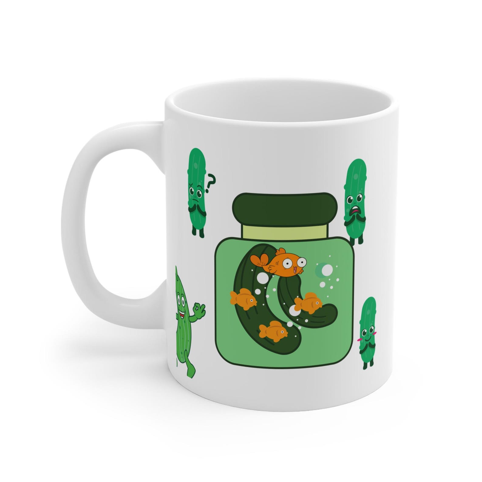 Pickle Mug 11oz With Goldfish Funny Goldfish Mug With Cute Pickle ...