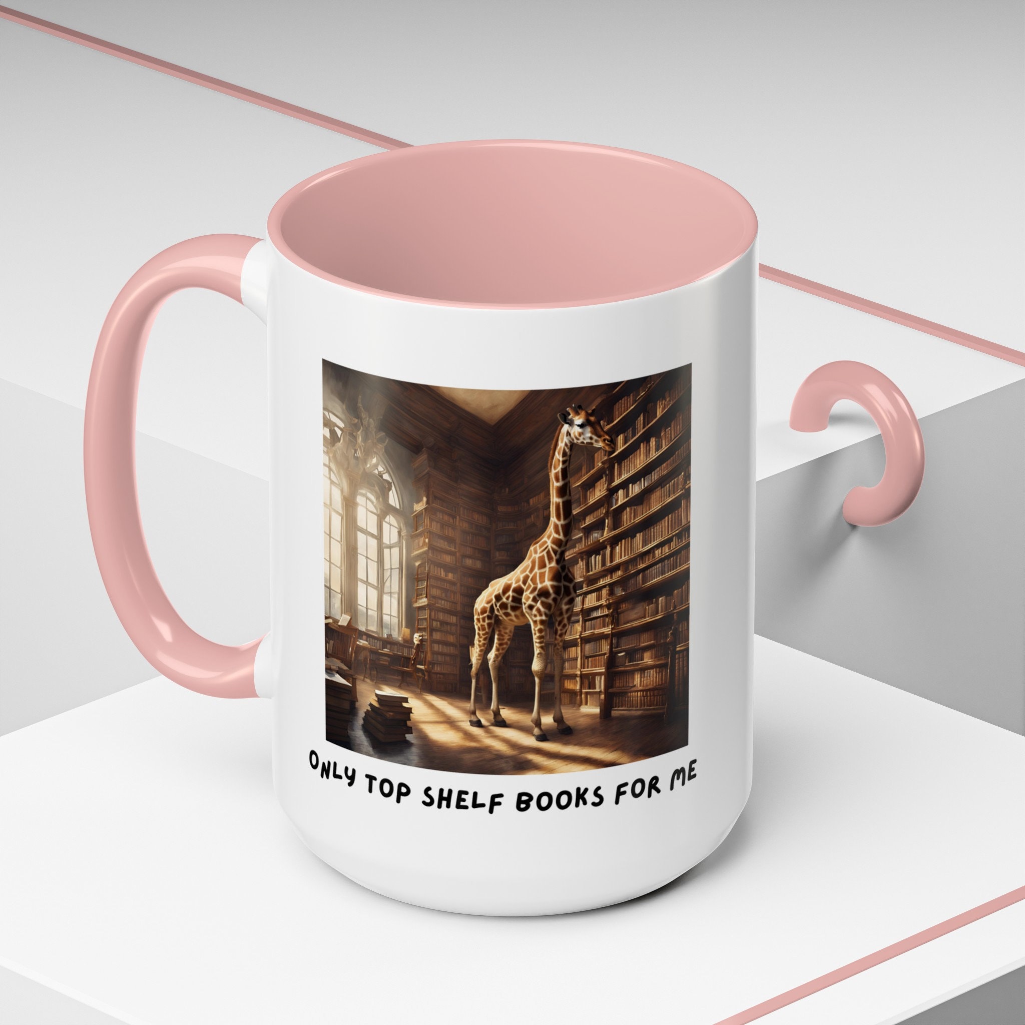 Reading Giraffe Coffee Mug 11 15oz Top Shelf Reader Coffee Cup Animal ...