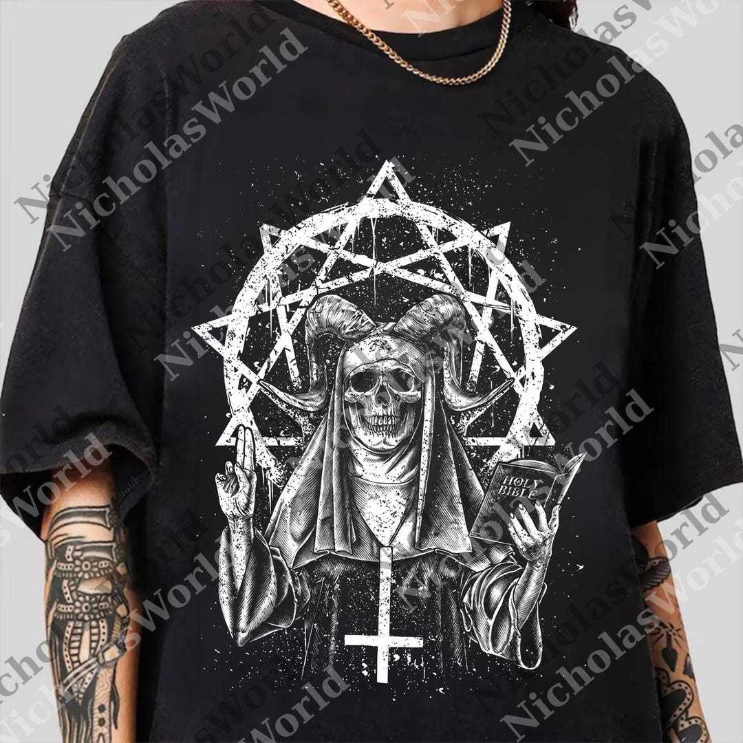 Skull Nun Reading the Holy Book Graphic Png, Satanic Unholy Witchcraft ...