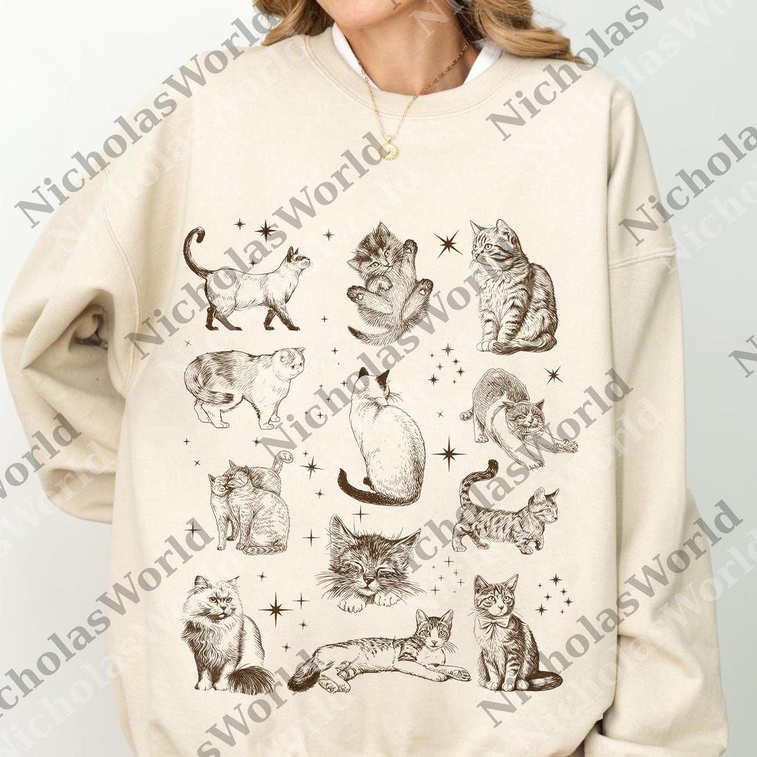 Vintage 90s Tattoo Cat Png, Retro Kitten Nature Png, Cat Lovers Gift ...