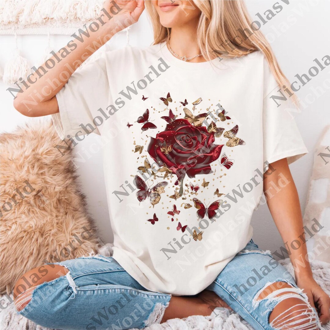 Vibrant Purple Butterfly and Rose Png Butterfly Graphic Digital ...