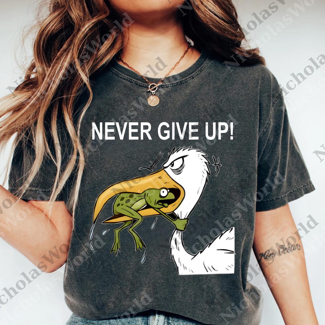 Never Give up Png, Funny Frog and Pelican Digital, Motivational Animal ...