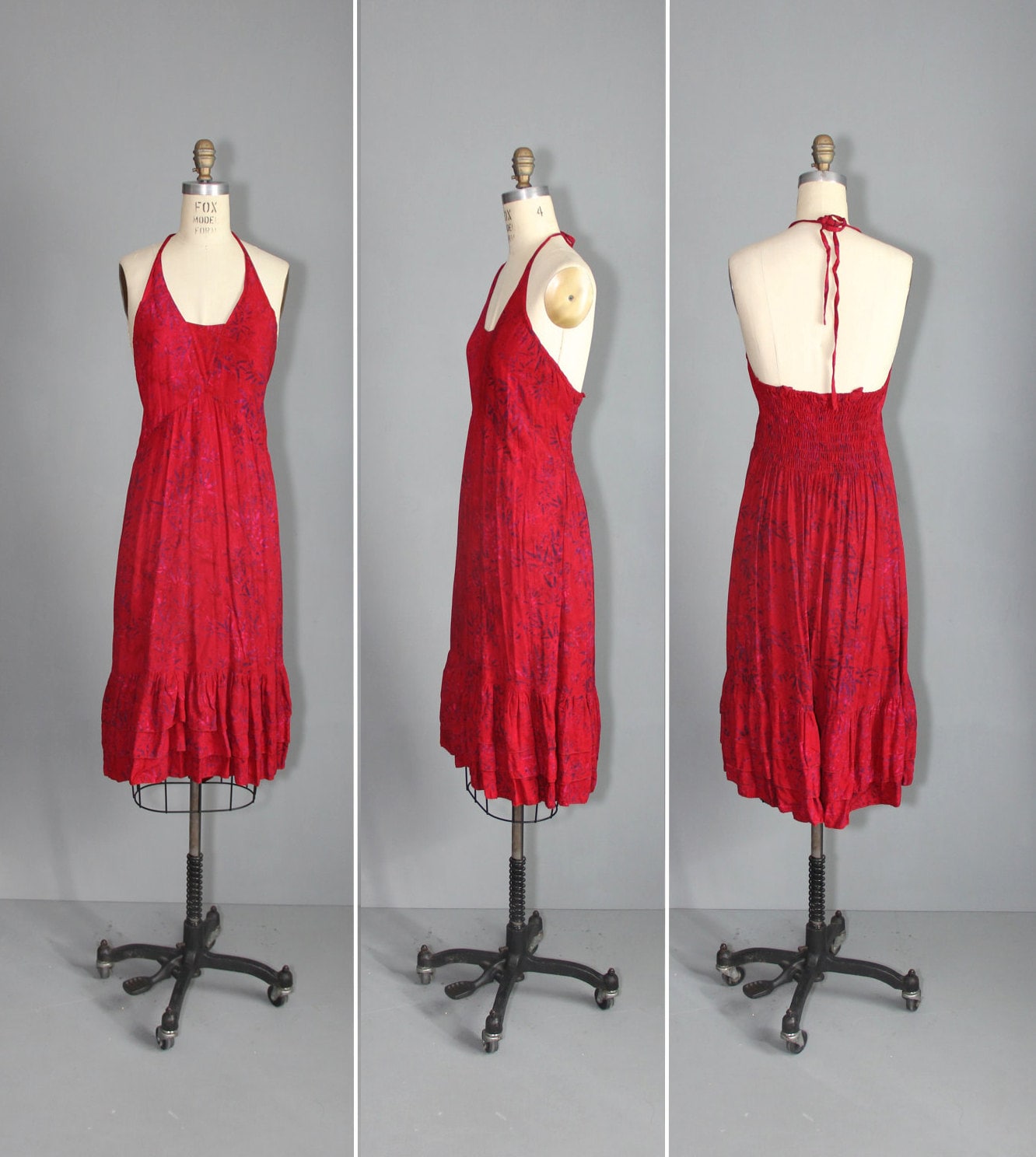 Vintage Sundress / Batik / Halter / LONG DAYS Bohemian Dress - Etsy