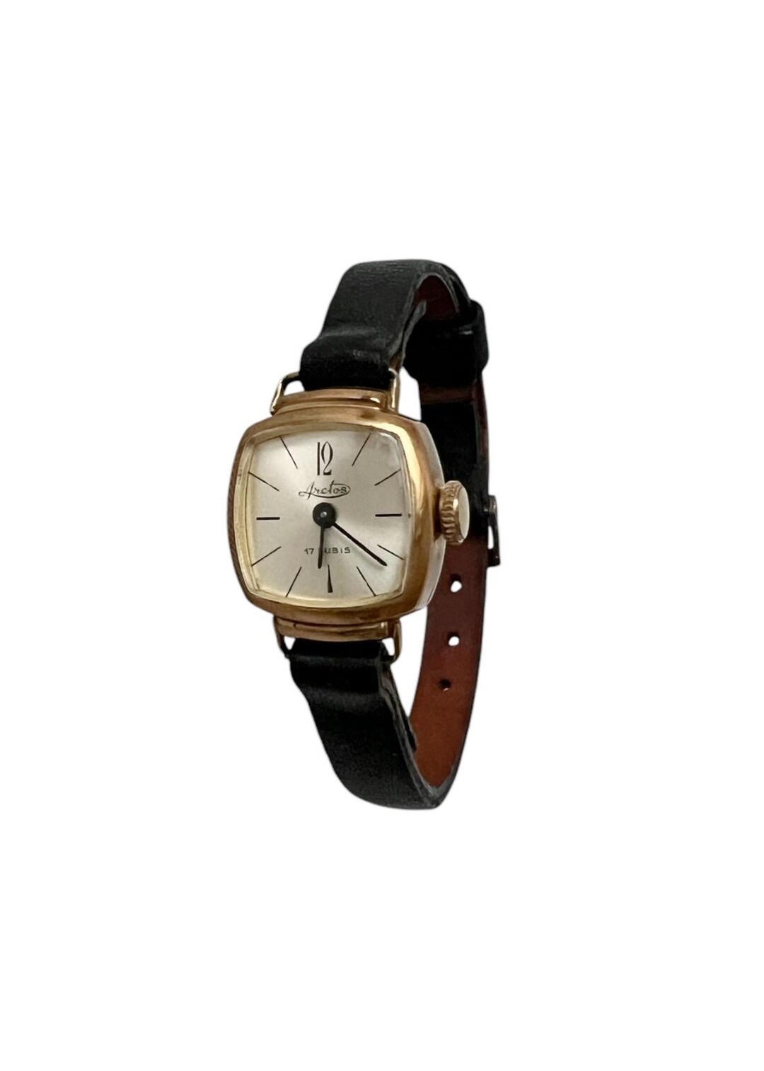 Vintage Arctos Women's Watch: 18ct Gold-plated, Leather Strap - Etsy