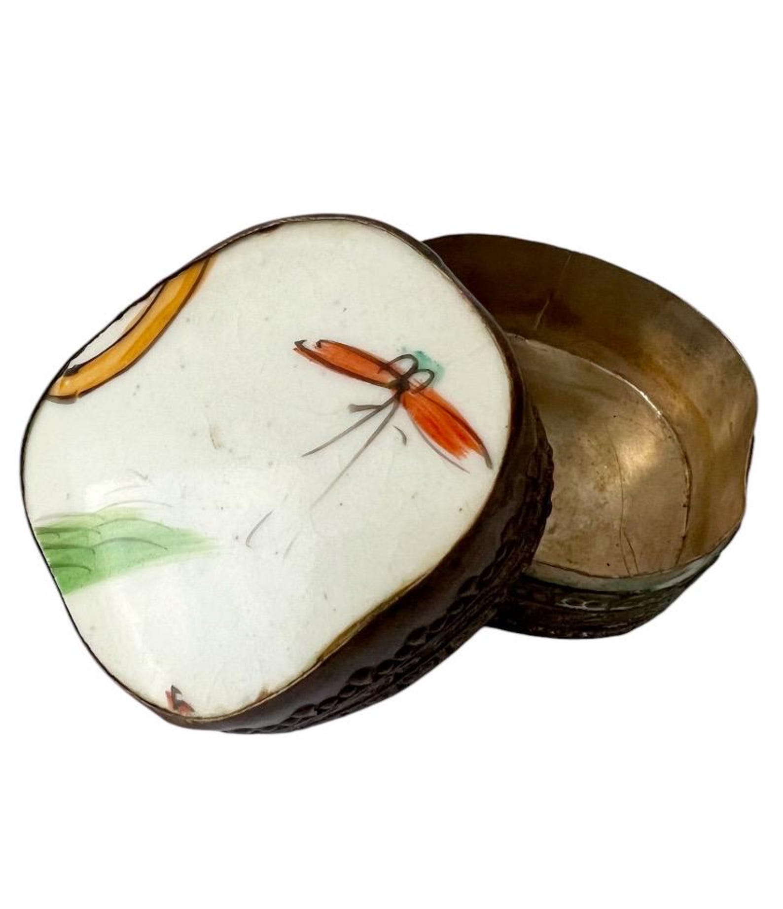 Set of 3 Vintage Chinese Porcelain Shard Boxes With Silver Metal ...