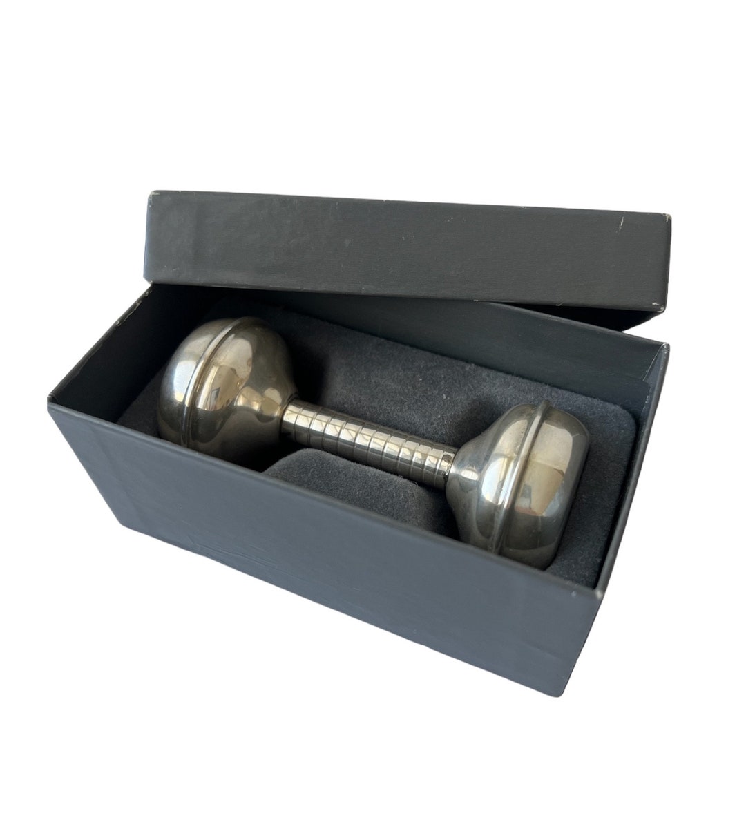 Vintage Sterling Silver Dumbbell Baby Rattle | Heirloom Christening ...