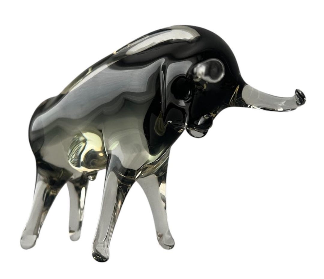 Vintage V. Nason Murano Glass Bull Sculpture: Smoked Sommerso Art Glass ...