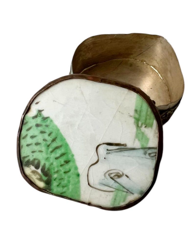 Set of 3 Vintage Chinese Porcelain Shard Boxes With Silver Metal ...