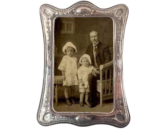 Antique Style Sterling Silver Photo Frame With Wood Back, English ...
