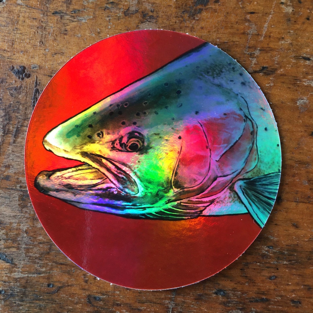 Holographic Round Steelhead Decal - Etsy