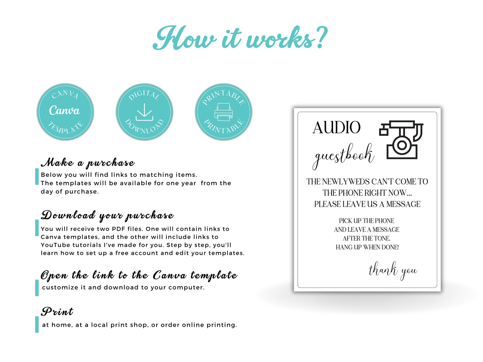 Audio Guestbook Sign Editable Template Audio Guest Book Leave A Message ...