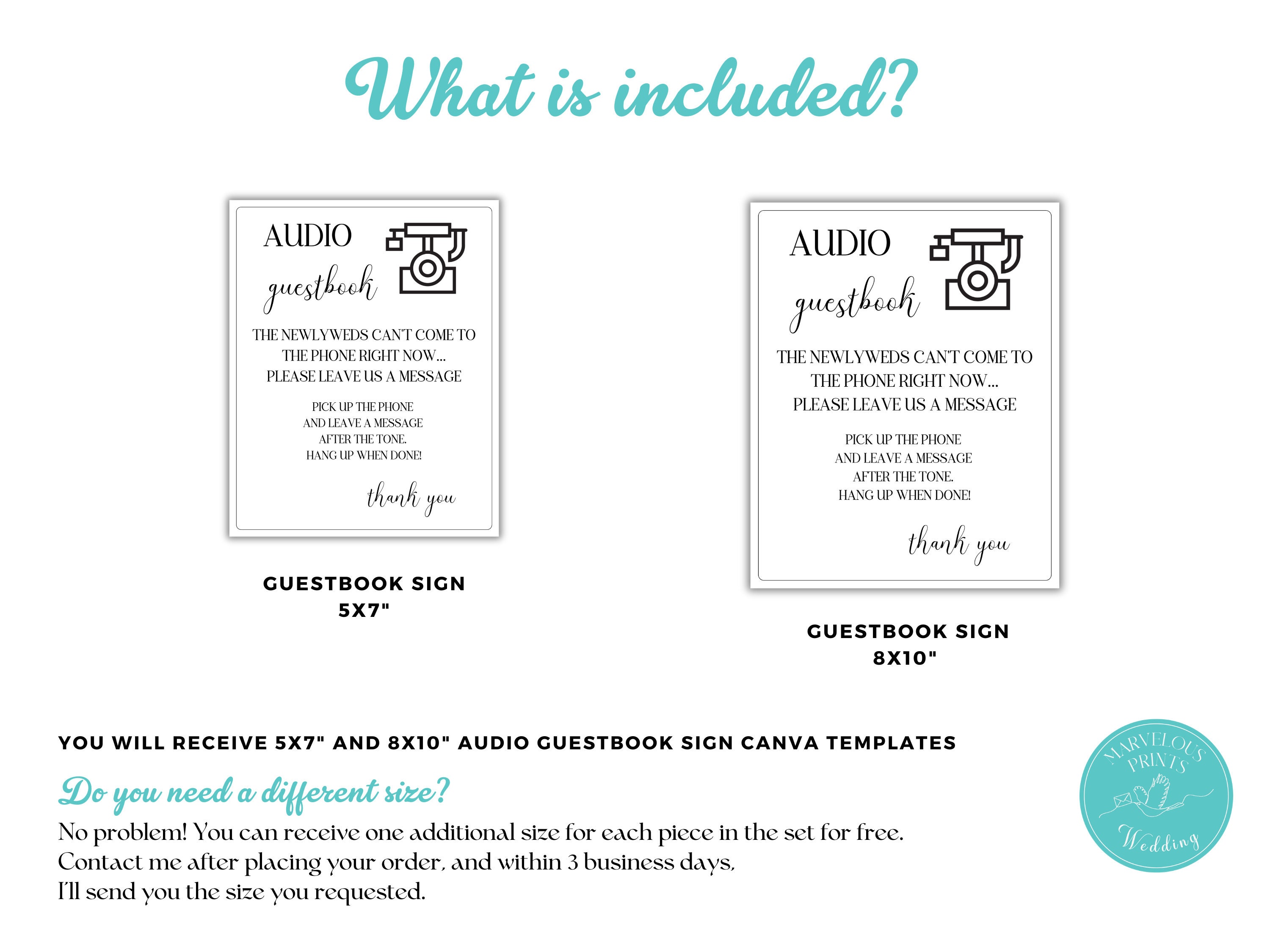 Audio Guestbook Sign Editable Template Audio Guest Book Leave A Message ...