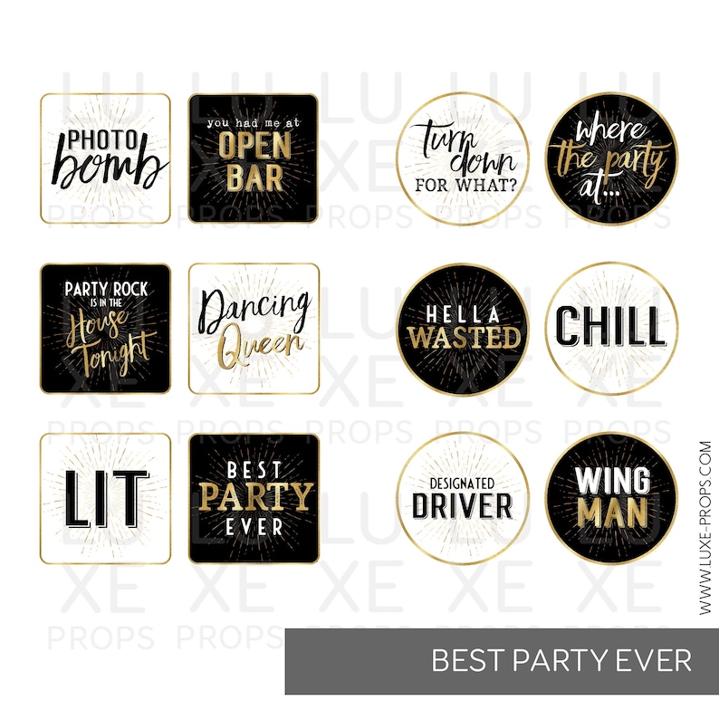 Best Party Ever Photo Booth Props PVC Birthday Party Photobooth Signs ...