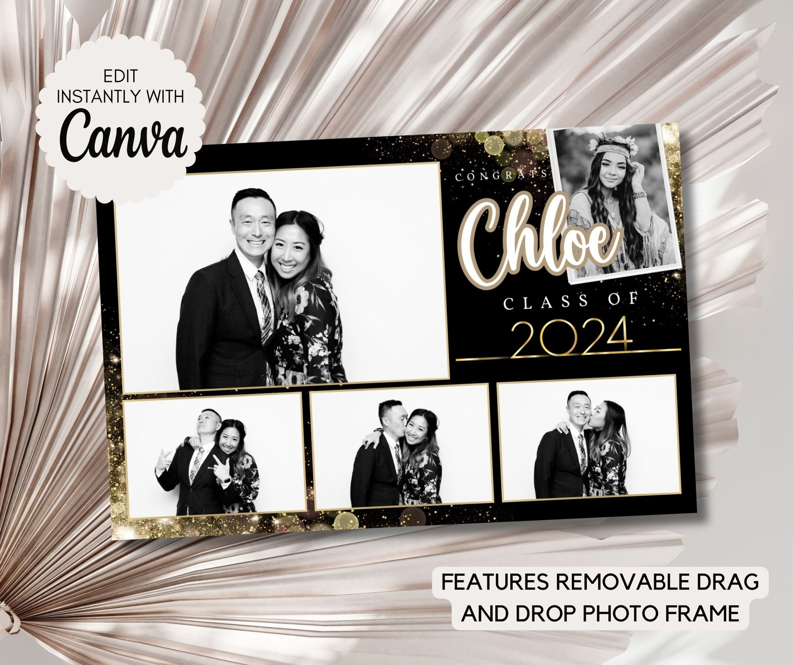 Graduation Photo Booth Template Congrats Class of 2024 Editable Prom ...