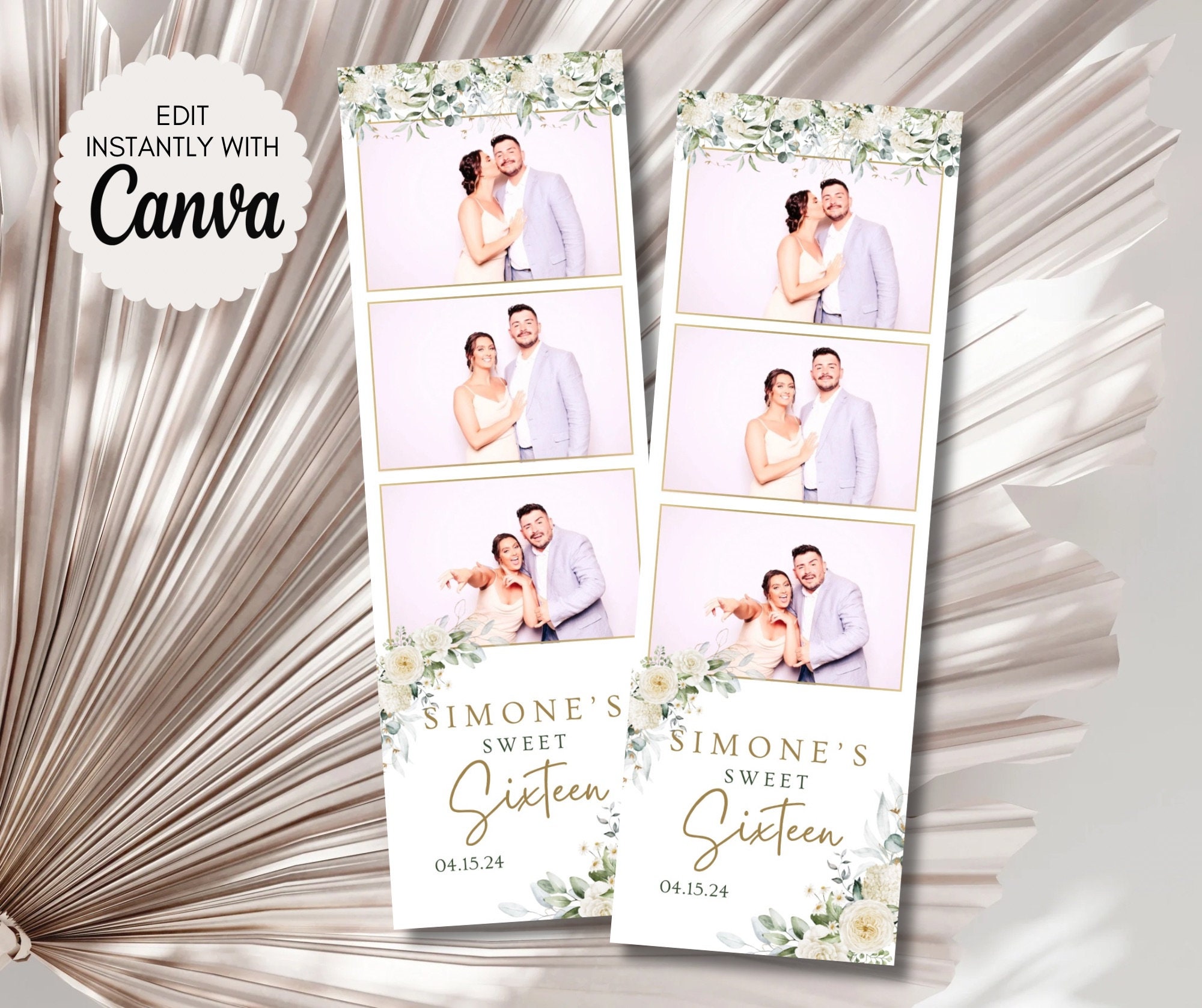 Wedding Garden Photo Booth Template Gold Greenery Eucalyptus Rose ...