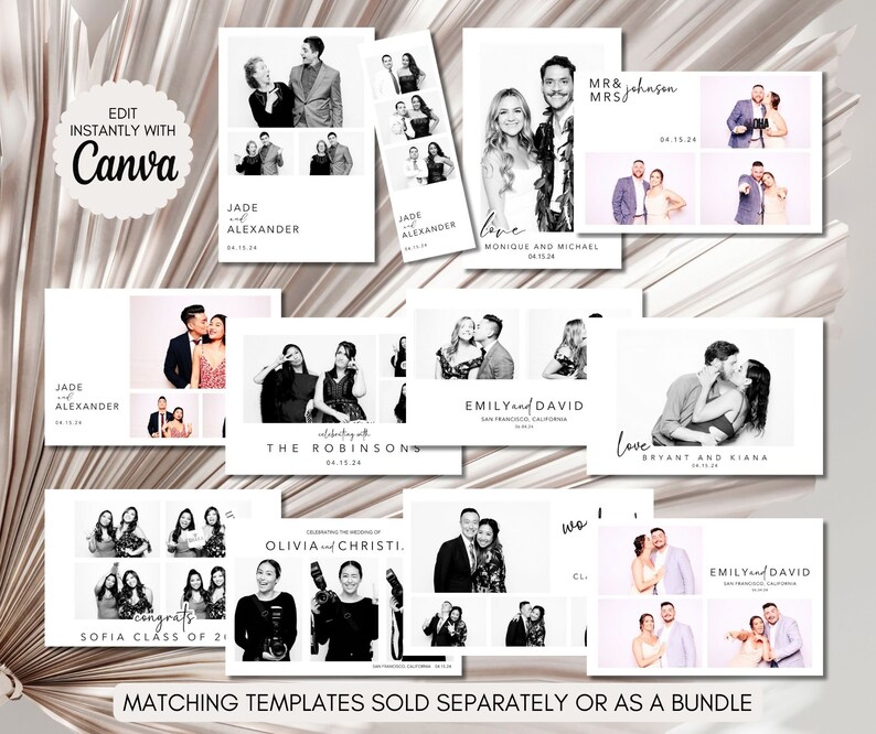 Minimalist Photo Booth Template Modern Wedding Simple Design Graduation ...