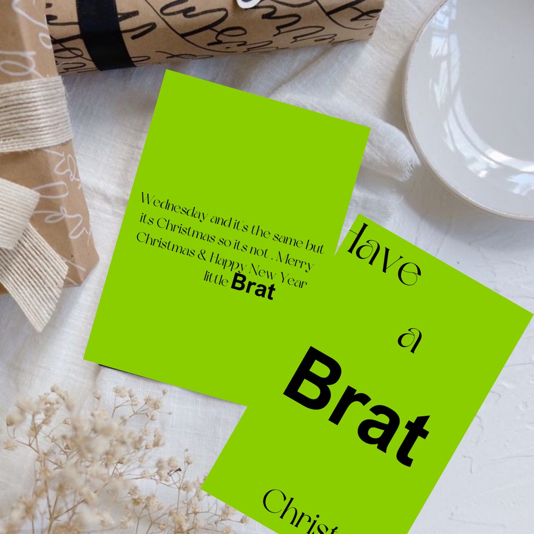 Charli Xcx Brat Card | Neon Green Brat Christmas Card | Brat Christmas Gift Ideas - Etsy