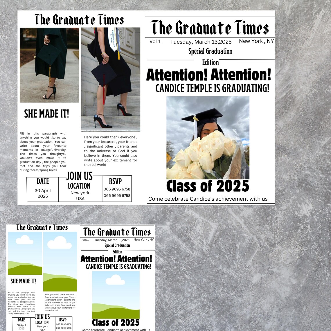 Canva Graduation Newspaper Template Editable Newspaper Graduate Large ...