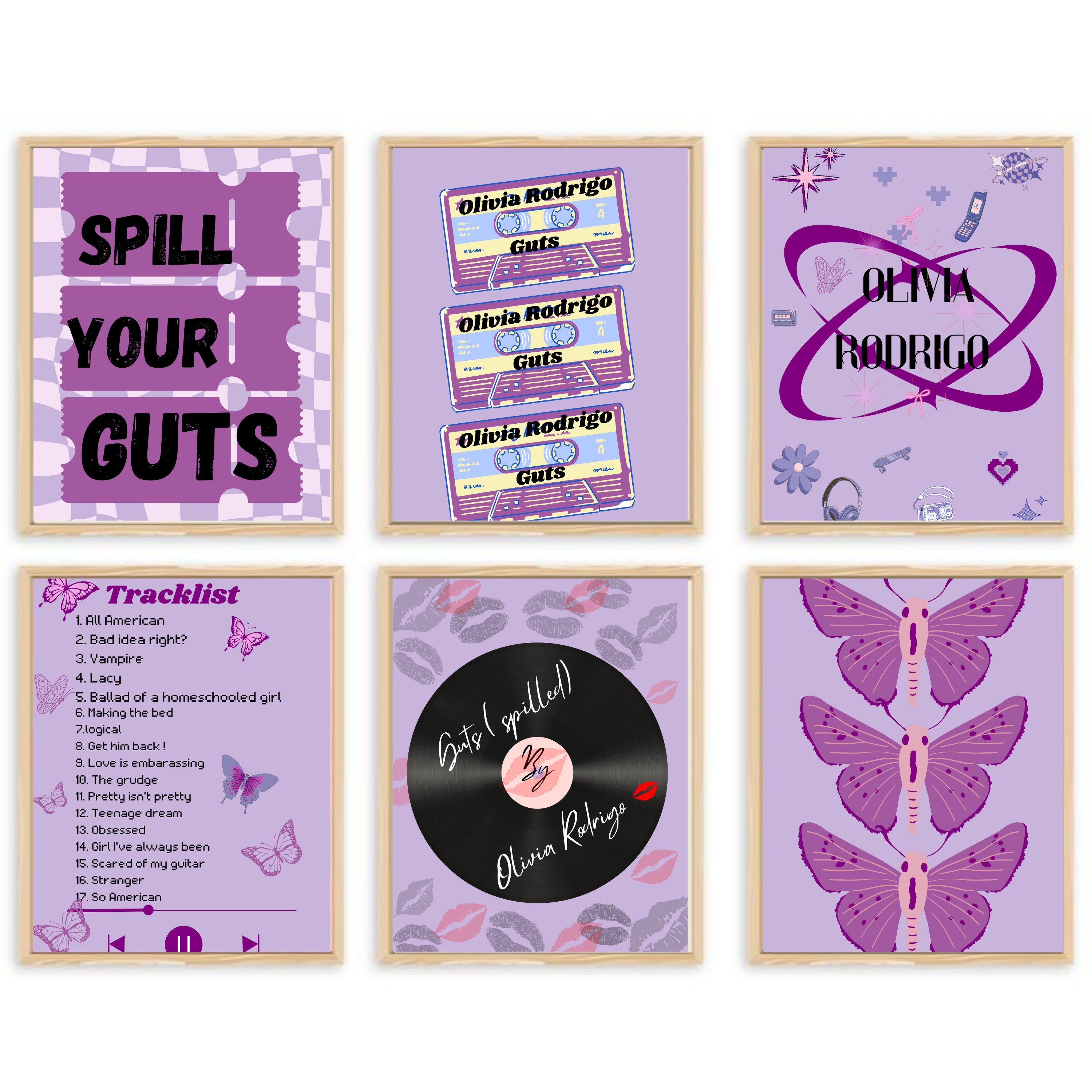 Olivia Rodrigo GUTS Album Poster Bundle Set of 6 Olivia Rodrigo Wall ...