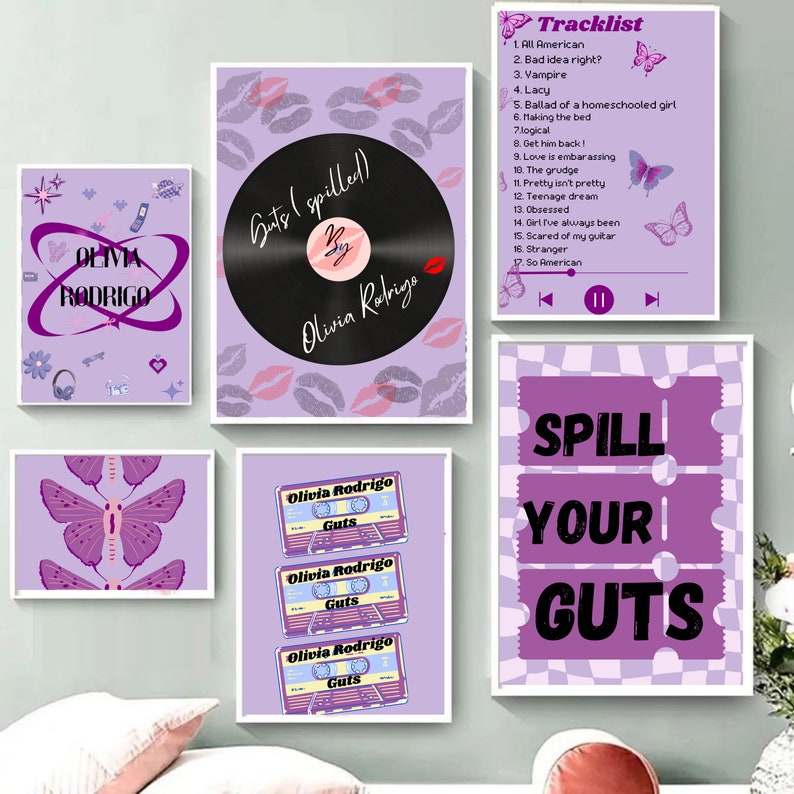 Olivia Rodrigo GUTS Album Poster Bundle | Set of 6 Olivia Rodrigo Wall ...