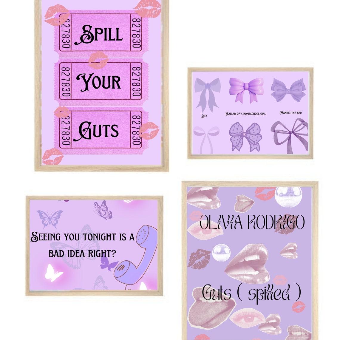 Olivia Rodrigo GUTS Album Poster Bundle | Set of 4 Olivia Rodrigo Wall ...