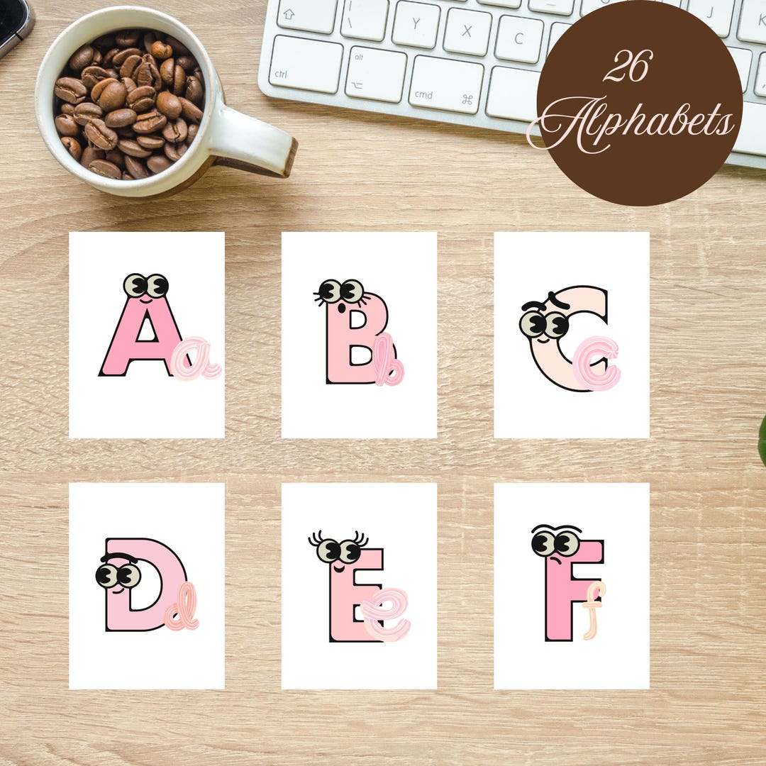 Printable Alphabet Flashcards ,classroom Decor ,pink Alphabet Cards ...