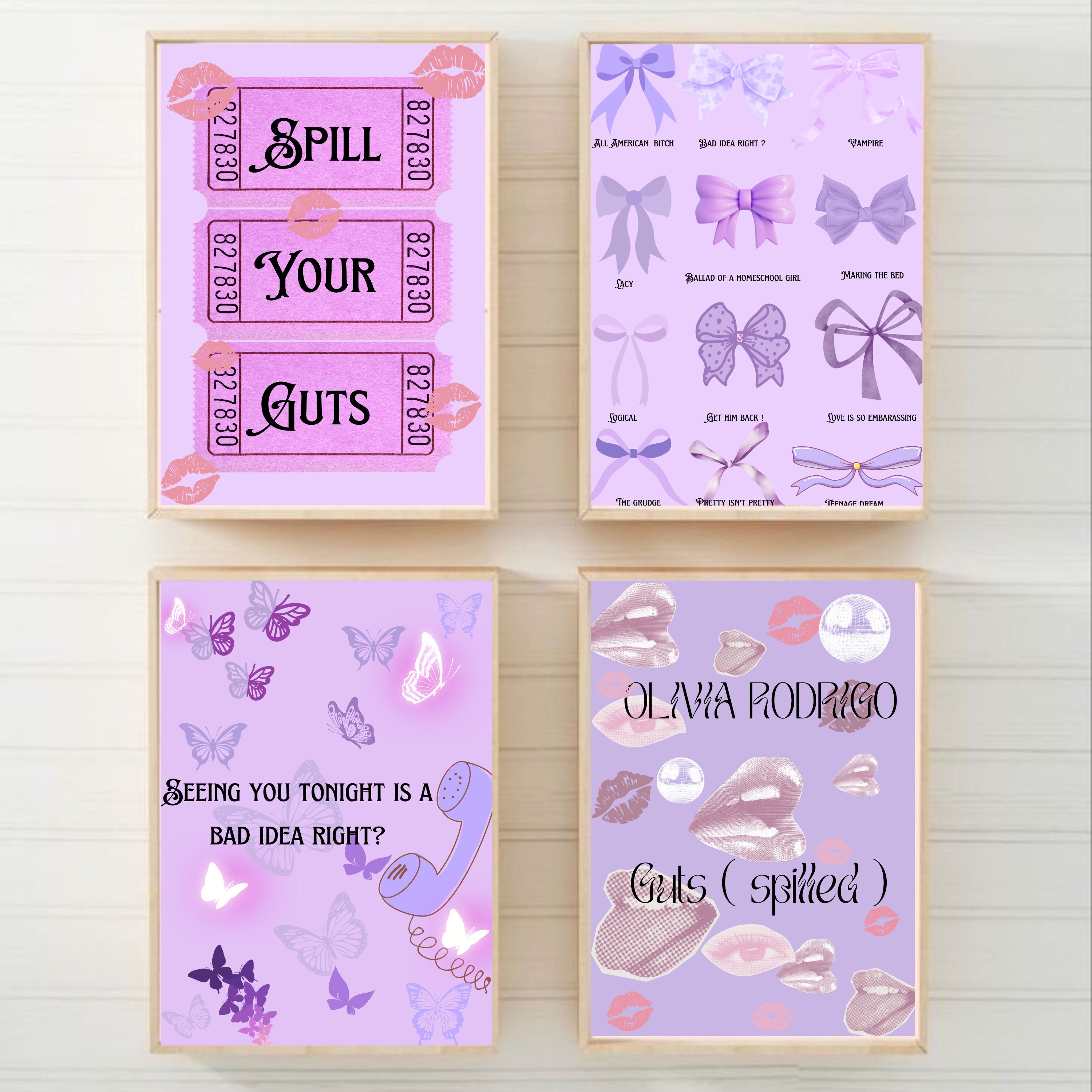 Olivia Rodrigo GUTS Album Poster Bundle | Set of 4 Olivia Rodrigo Wall ...