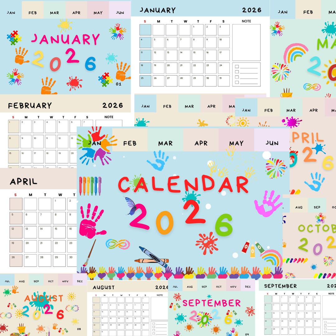 2026 Printable Handprint Calendar 2026 Childrens Calendar Craft DIY ...