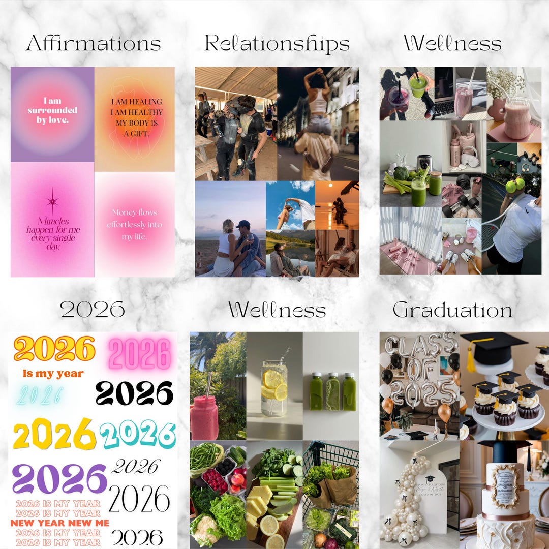 2026 Vision Board Kit Printable Aesthetic Vision Board Images 2026 ...