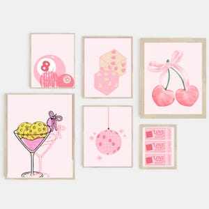 Pink Coquette Wall Art Bundle Pink Preppy Wall Art Bundle Pink Disco ...
