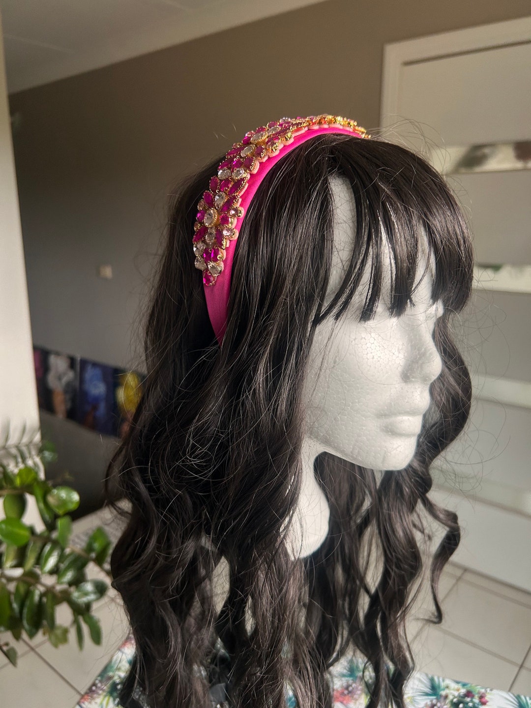 Pink Fascinator Headband, Pink Rhinestones - Etsy