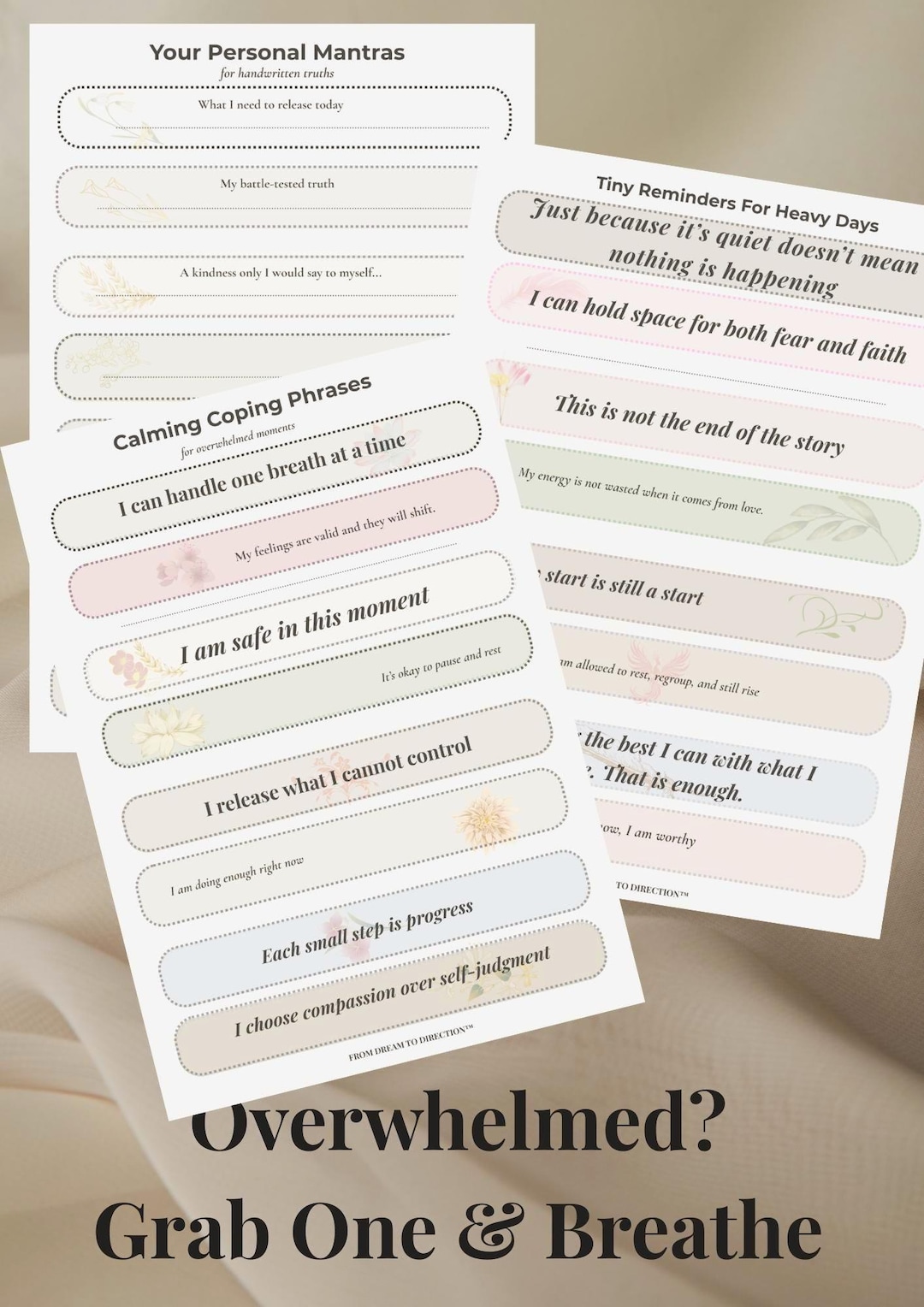 Self-fillable Affirmation Cards | Anxiety Comfort Prompts + Pre-written ...