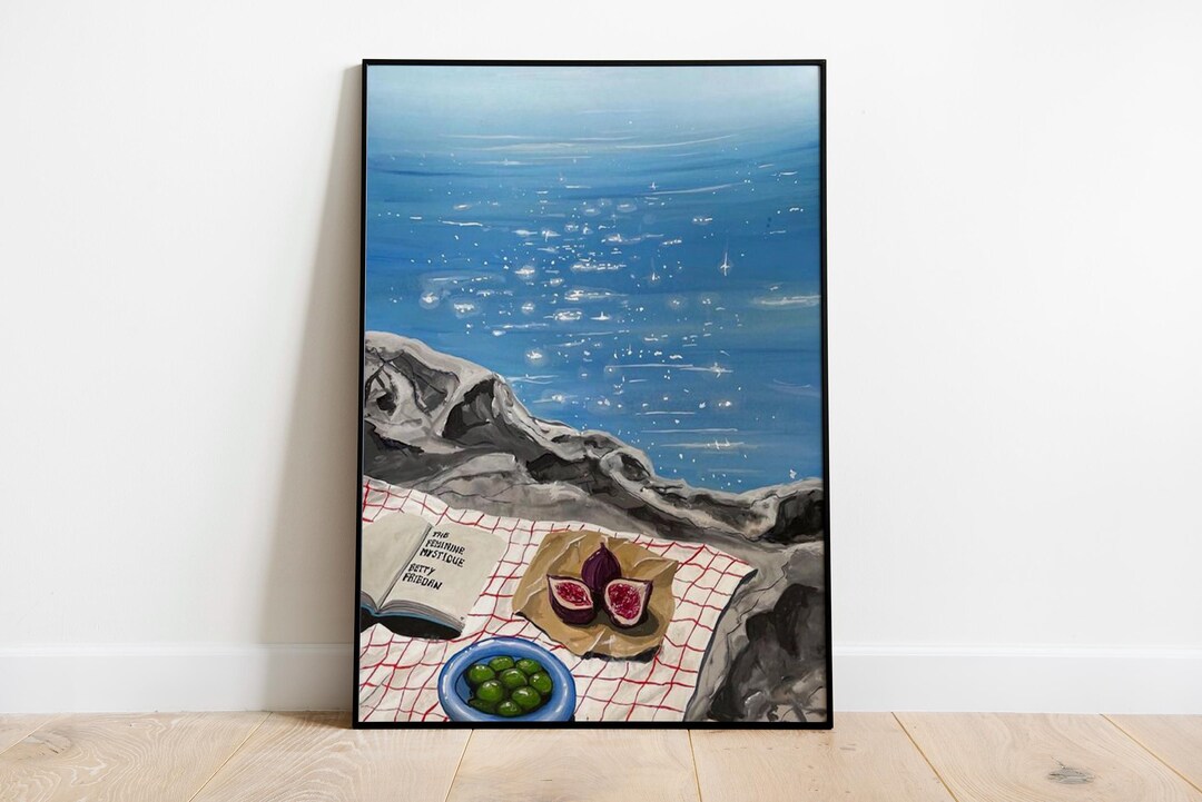 Summer Beach Poster - Seascape Art Poster, Beach Drawing, Ocean Wall ...