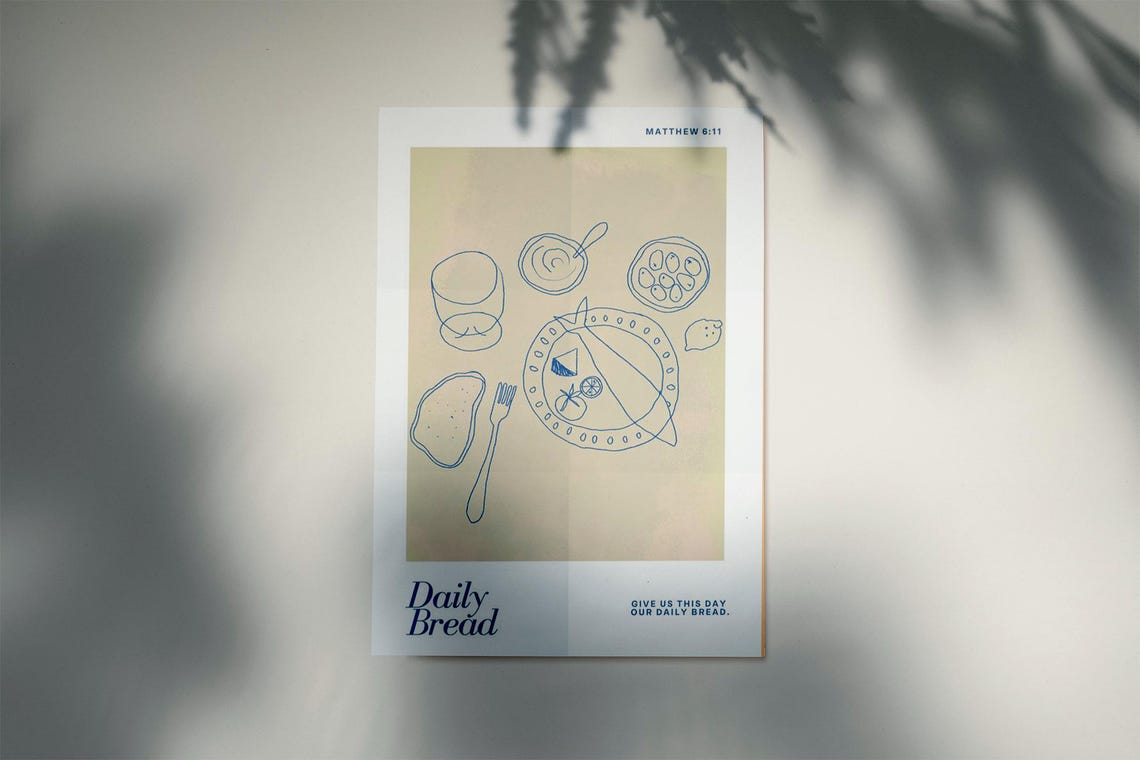 Daily Bread Bible Verse Poster, Matthew 6:11, Give Us This Day Our Daily Bread, Christian Dining ...