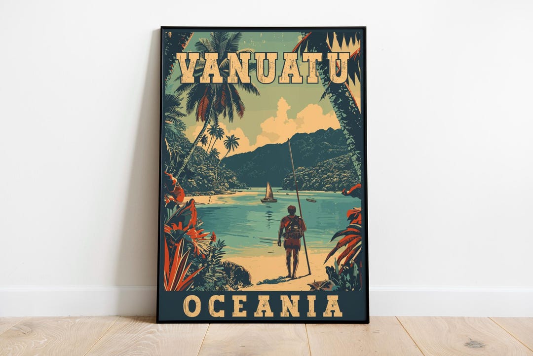Vanuatu Oceania Poster, Vanuatu Poster Wall Art, South Pacific Vintage ...