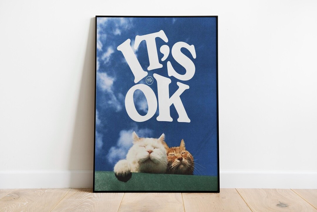 It's Ok Cat Print, Cat Printable Bathroom Decor, Funny Bathroom Poster ...