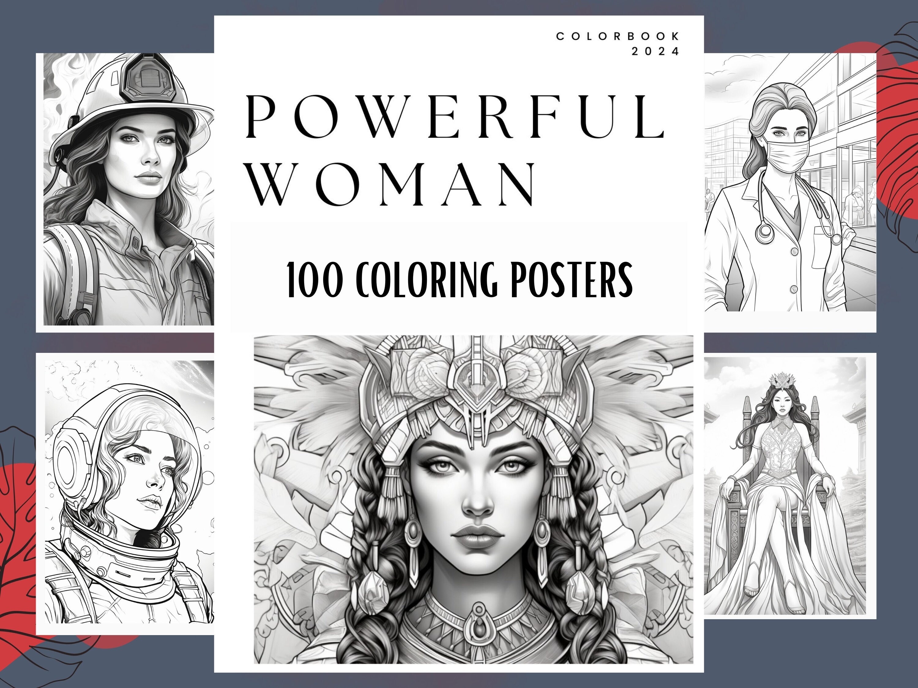 100 Powerful Women Coloring Posters. Raise Self-esteem, Reduce Stress ...
