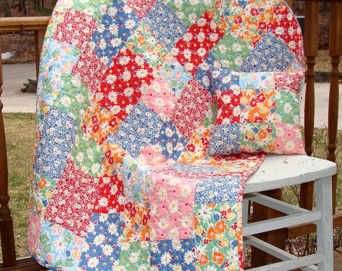Cutesy Snippets Patchwork Baby Quilt With Matching Patchwork Quilted ...