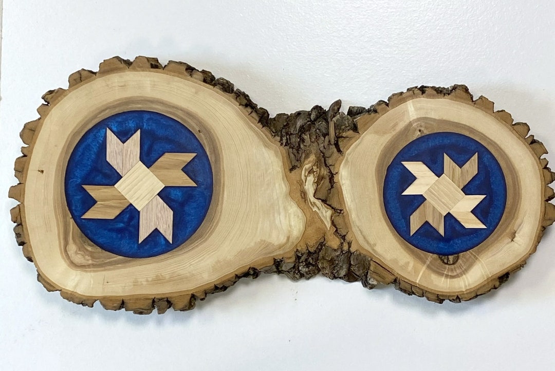 Wood Art-white Ash Wood Slab With Wood Design and Blue Epoxy Inlay Home ...