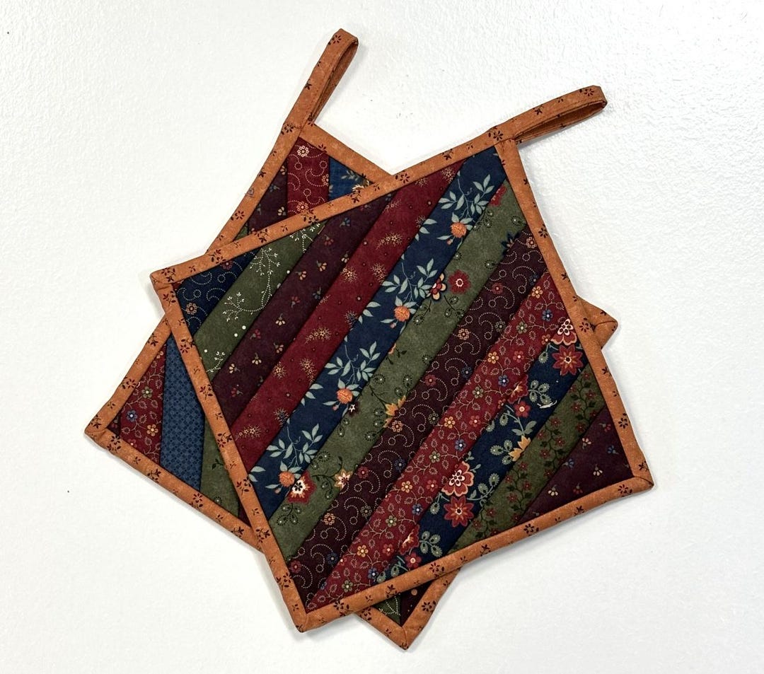 Quilted Scrappy Strip Pot Holders Rustic, Primitive And/or Farmhouse ...