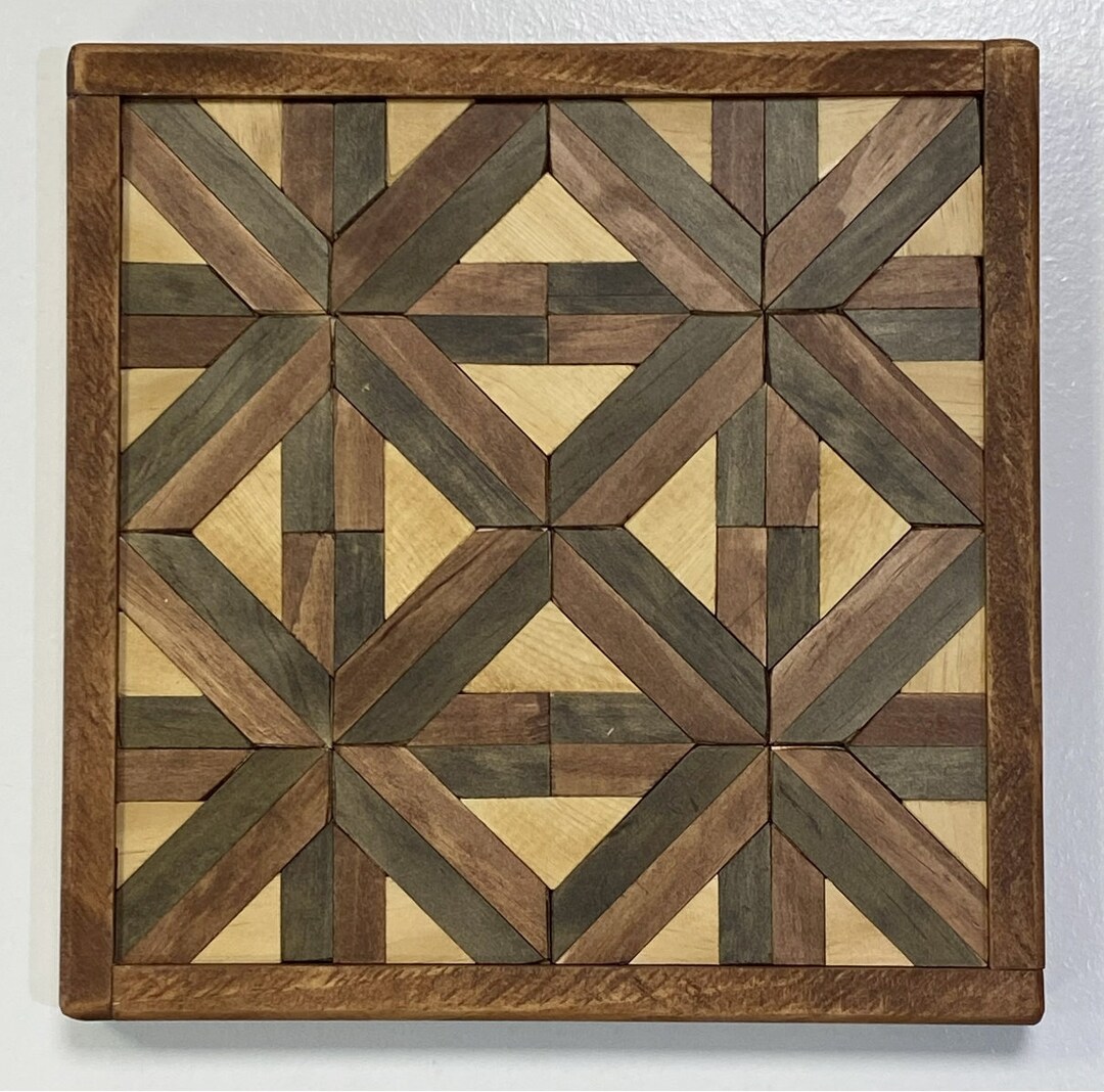 Framed Wood Wall Art Home Décor Lattice Block, Rustic, Primitive ...