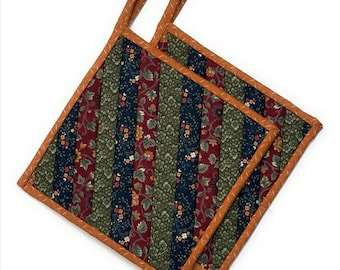 Quilted Scrappy Strip Pot Holders Rustic, Primitive And/or Farmhouse ...