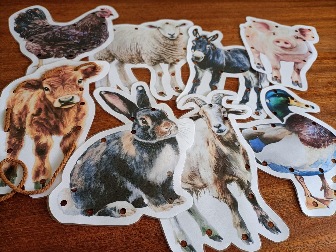 Farm Animals Lacing Cards | Fine Motor Skills Activity | Montessori ...