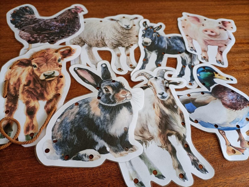 Farm Animals Lacing Cards | Fine Motor Skills Activity | Montessori ...
