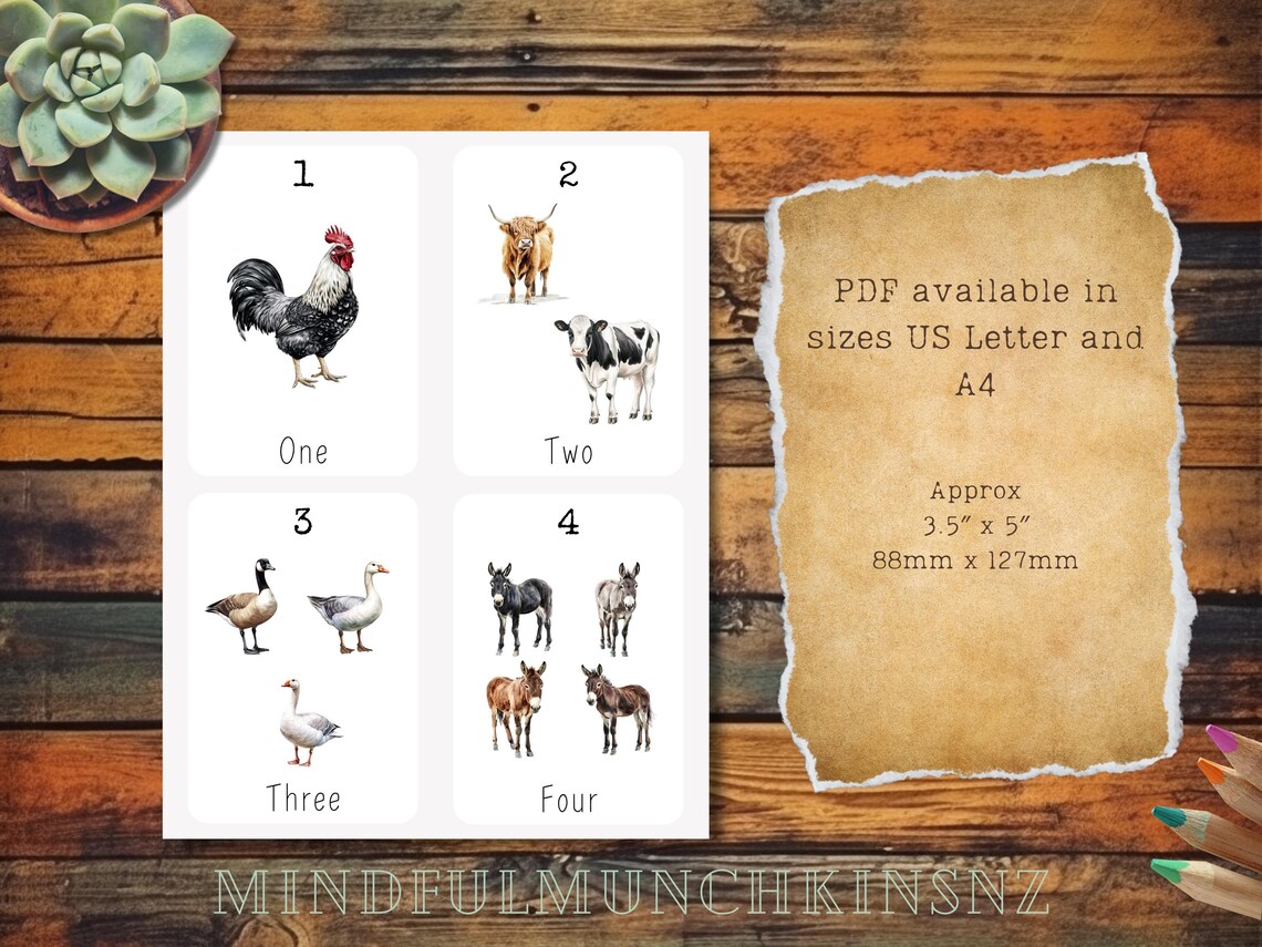 FARM Animals Number Flashcards 1-10 | Toddler Counting Cards ...