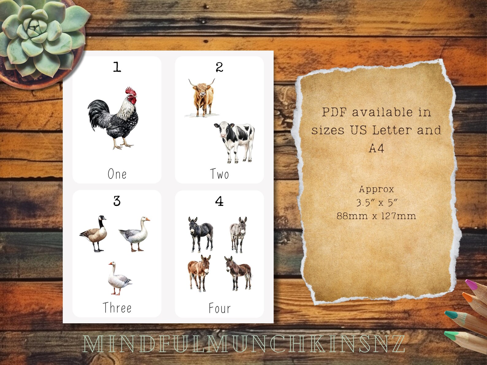 FARM Animals Number Flashcards 1-10 | Toddler Counting Cards ...