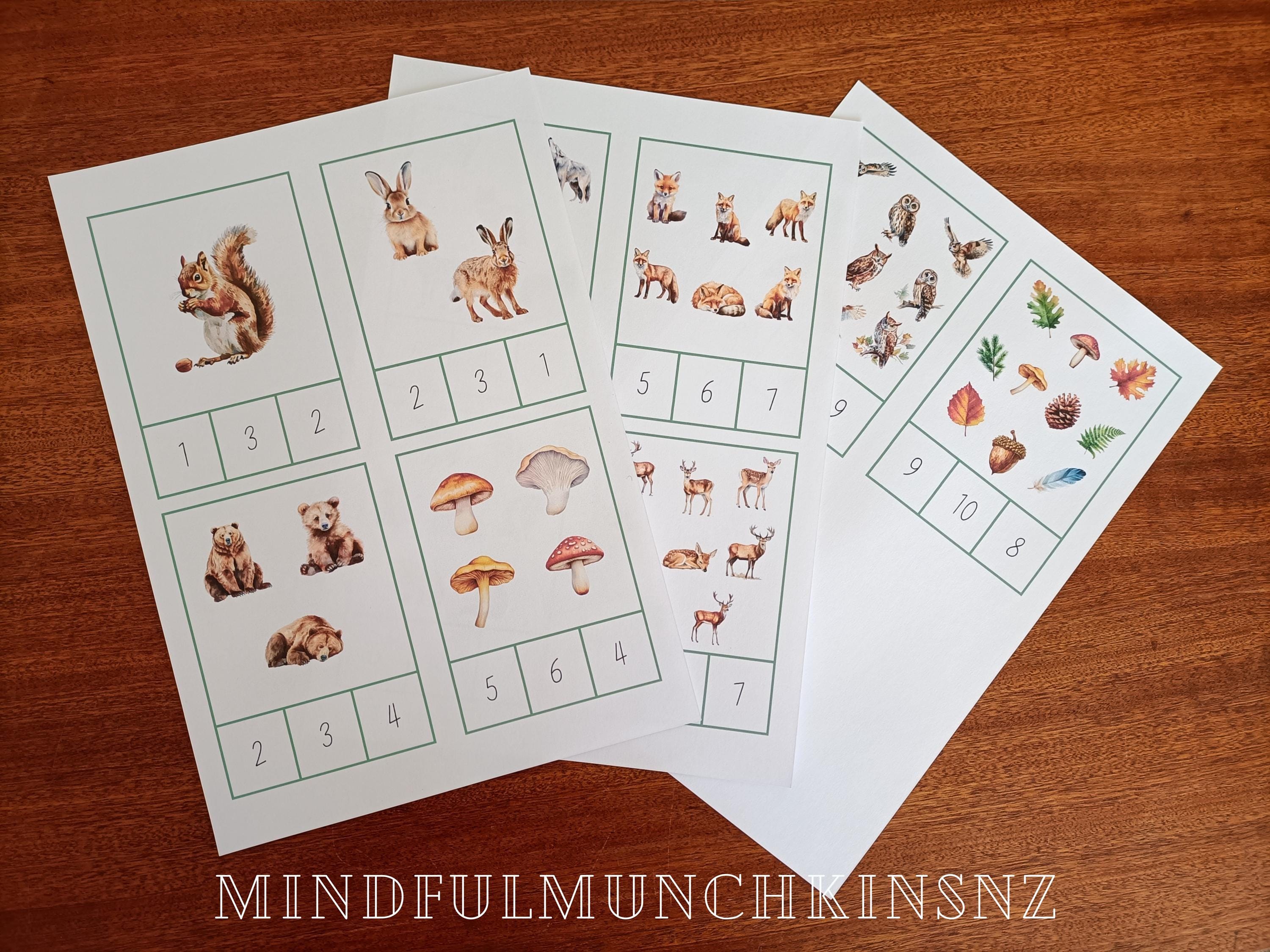 Woodland Count and Clip Cards for Toddlers and Preschoolers | Numbers 1 ...