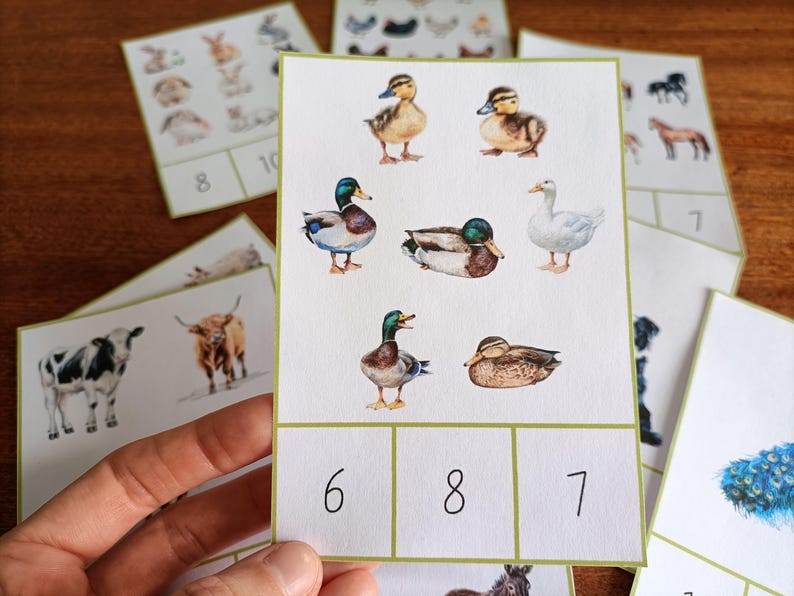 Farm Animals Count and Clip Cards for Toddlers and Preschoolers ...